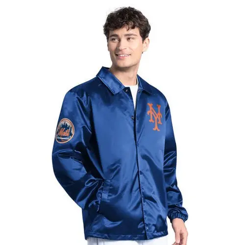 STARTER New York Mets Cooperstown Collection Coaches Jacket
