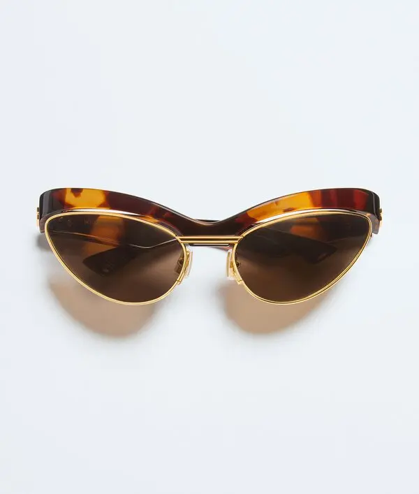 Bottega Veneta Duo Angle Cat Eye Sunglasses - Havana/brown