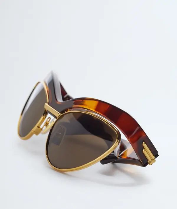 Bottega Veneta Duo Angle Cat Eye Sunglasses - Havana/brown