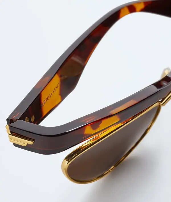 Bottega Veneta Duo Angle Cat Eye Sunglasses - Havana/brown