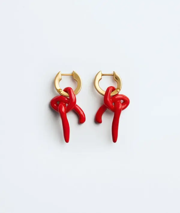 Bottega Veneta Knot Hoop Earrings - Cardinal