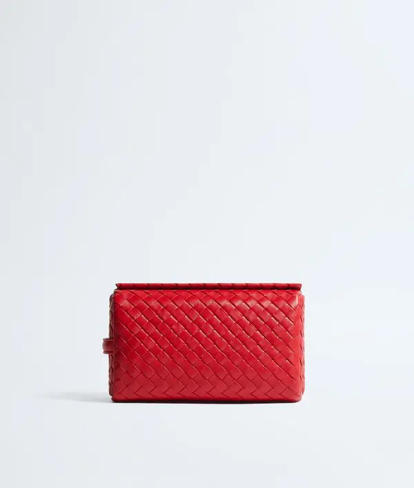 Bottega Veneta Small Cubo Padded Intrecciato Leather Pouch - Cardinal