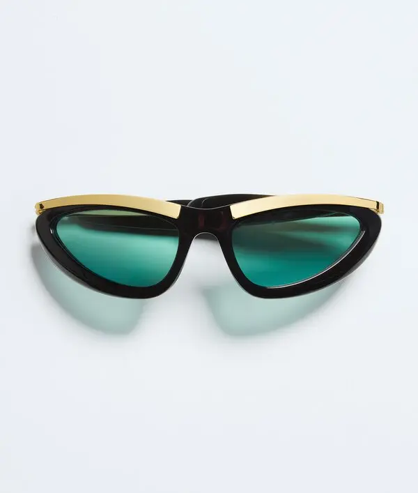 Bottega Veneta Prisma Cat Eye Sunglasses - Black/green