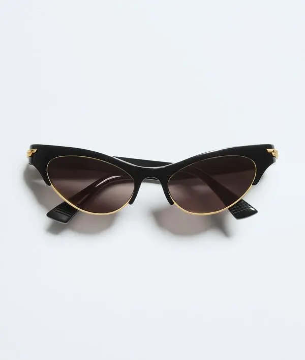 Bottega Veneta Angle Cat Eye Sunglasses - Black/grey