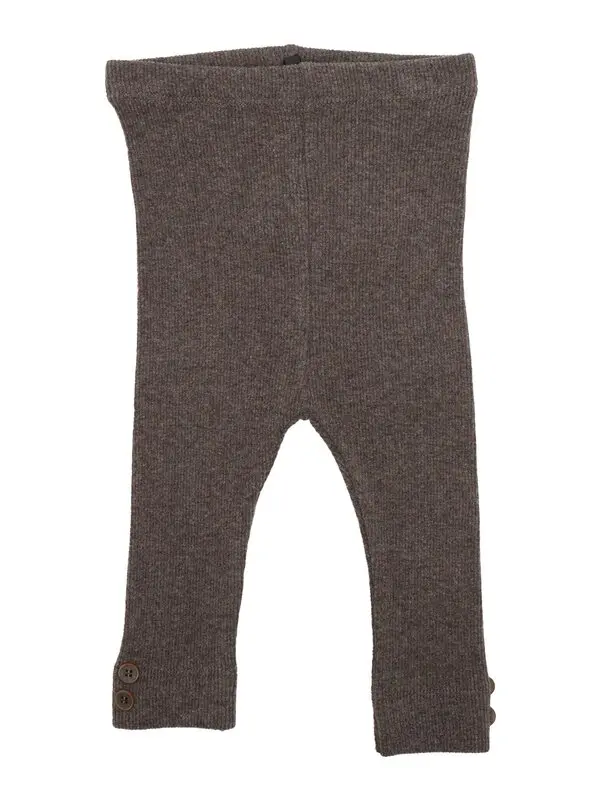 ONE MORE IN THE FAMILY Ribbed Leggings With Button Detail