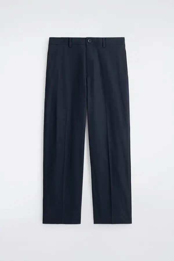 Cos Relaxed-fit Straight-leg Cotton-linen Pants - Navy