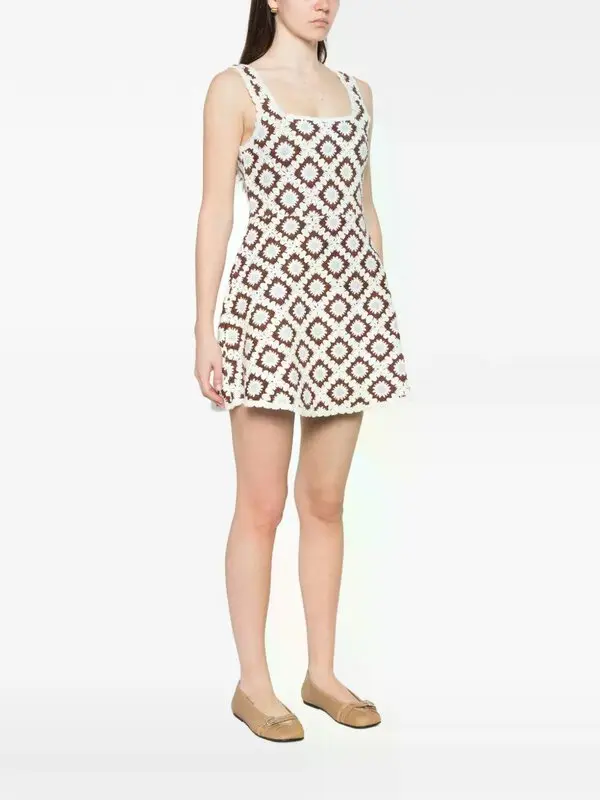 Maje Floral Crochet Square Neck Mini Dress