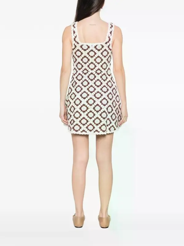 Maje Floral Crochet Square Neck Mini Dress
