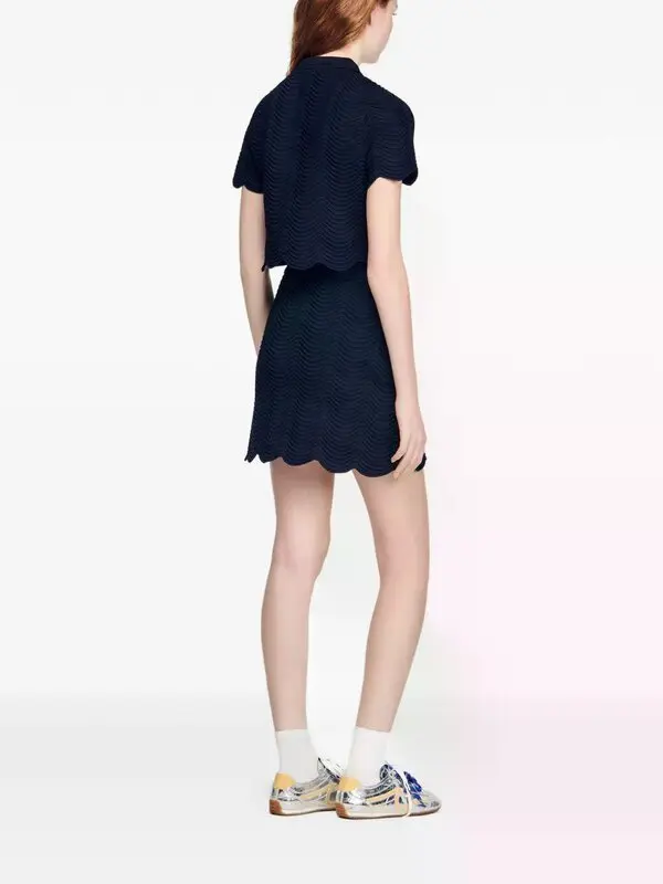 Sandro Scalloped Cropped Polo Top