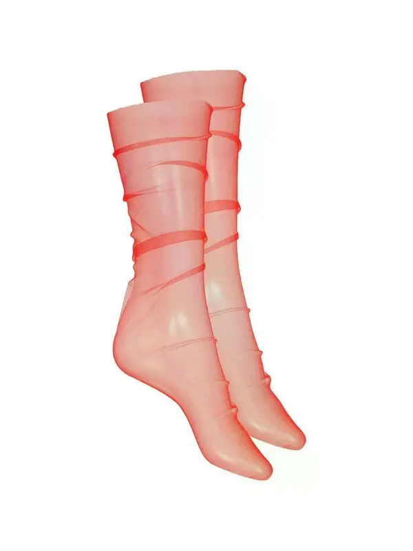 MAISON CLOSE Tulle Textured Socks - Red