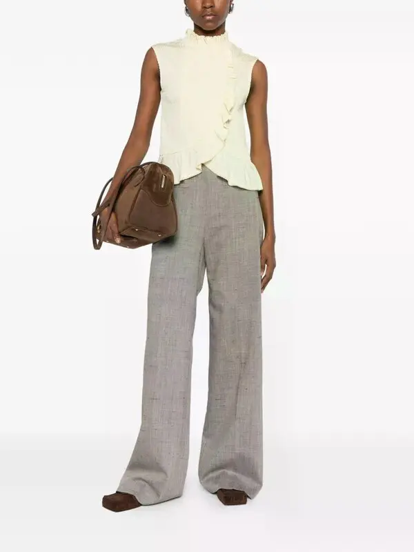 Sandro Mock Neck Ruffled Sleeveless Top