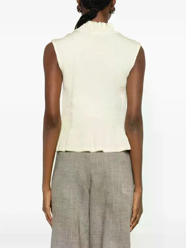 Sandro Mock Neck Ruffled Sleeveless Top