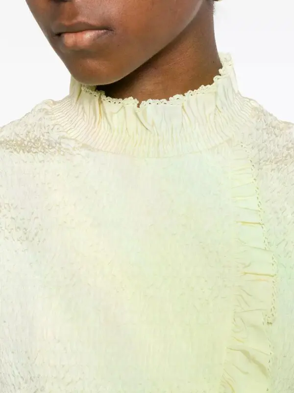 Sandro Mock Neck Ruffled Sleeveless Top