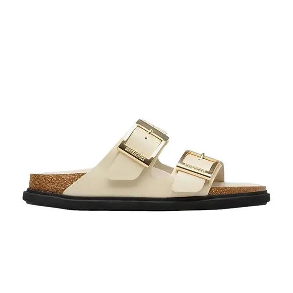 BIRKENSTOCK Arizona Droplet Buckle Leather Sandals - Cream