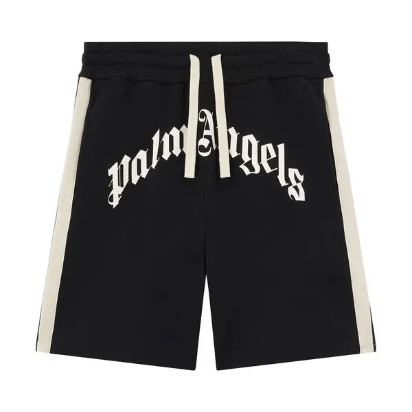 Palm Angels Curved Logo Track Sweatshorts - Black