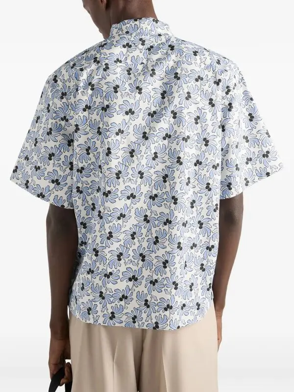 Prada Freesia-print Cotton Blend Bowling Shirt