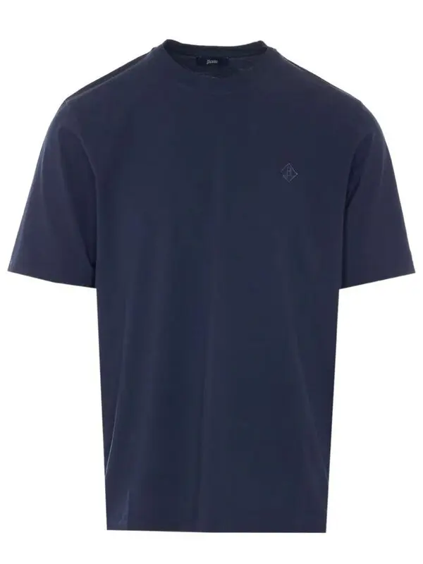 Herno Embroidered Logo Jersey T-shirt - Blue