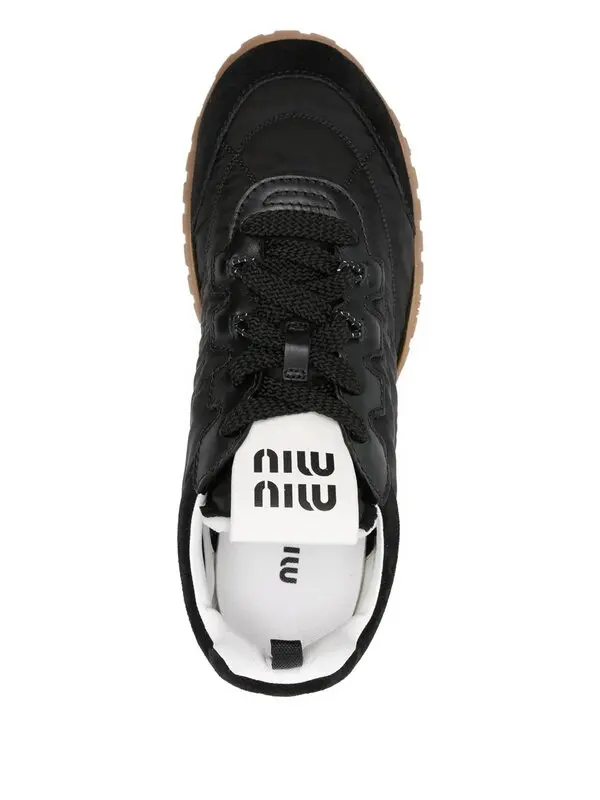 Miu Miu Technical Fabric And Suede Sneakers - Black