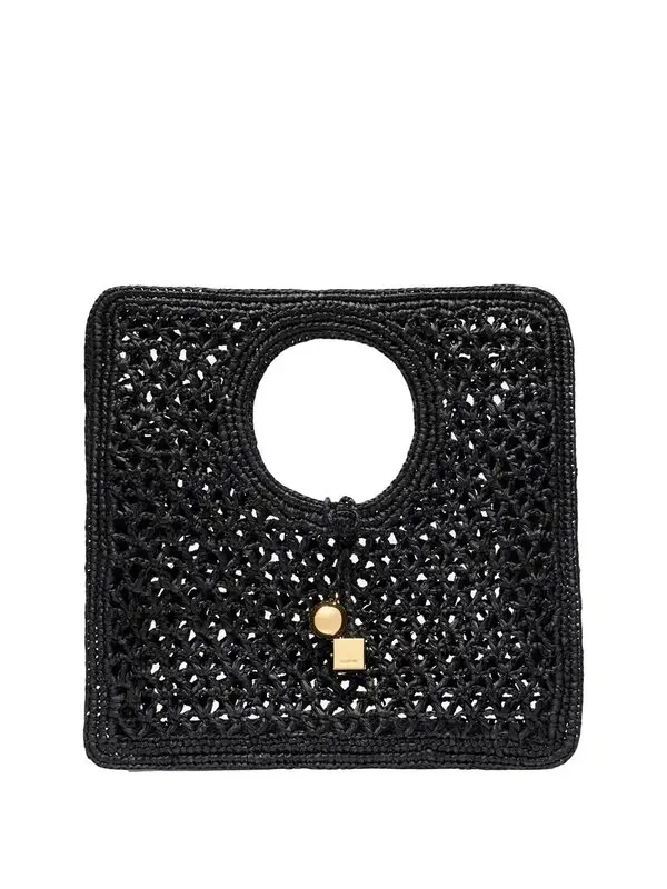 Jacquemus Le Petit Carré Spiaggia Raffia Bag - Black