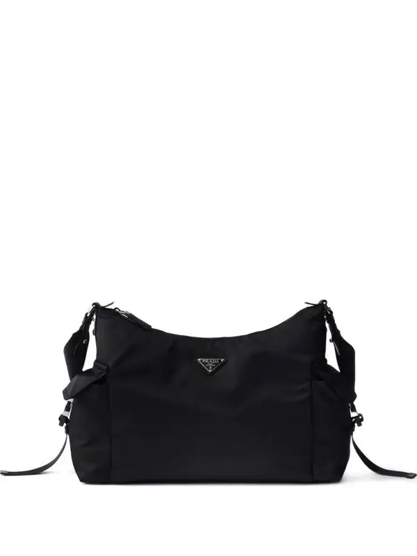 Prada Re-nylon And Leather Hobo Bag - Black