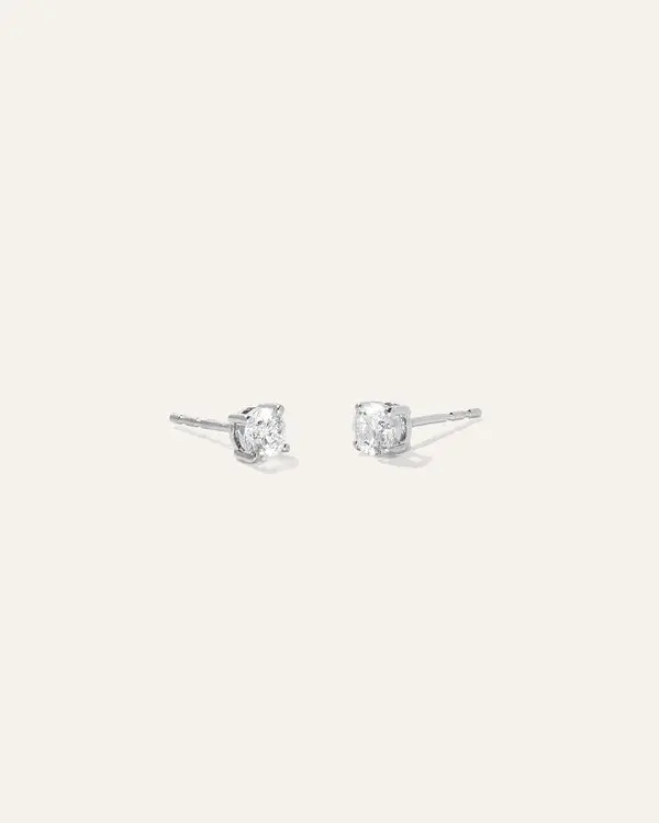 Quince 14k Gold Diamond Solitaire Stud Earrings - White Gold