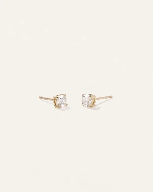 Quince 14k Gold Natural Diamond Solitaire Studs - Yellow Gold