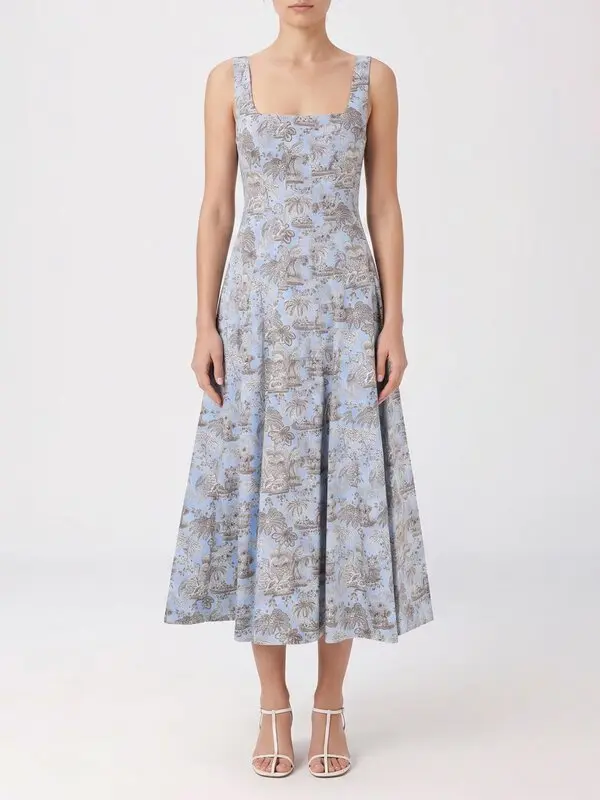 Staud Printed Midi Dress - Blue