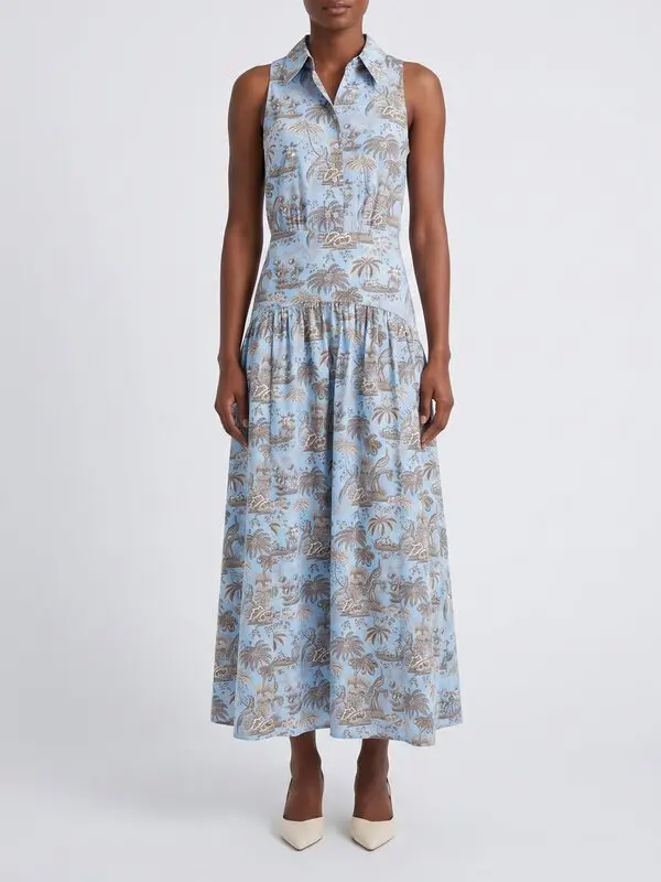 Staud Striped Midi Dress - Gnawed Blue