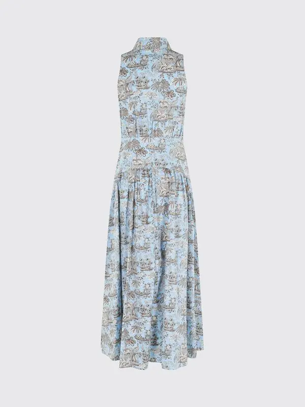 Staud Striped Midi Dress - Gnawed Blue