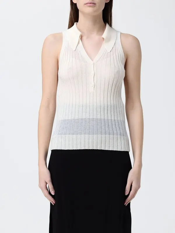 Pinko Sleeveless Ribbed Polo Shirt - Blue