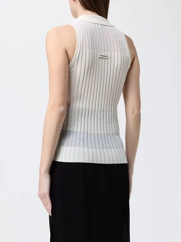 Pinko Sleeveless Ribbed Polo Shirt - Blue