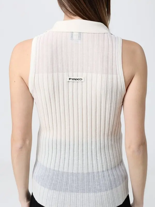 Pinko Sleeveless Ribbed Polo Shirt - Blue