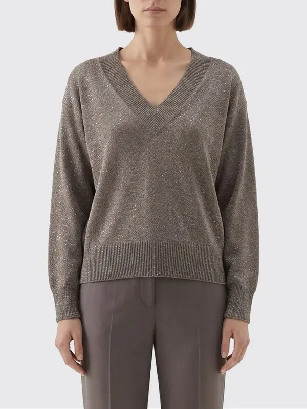 Brunello Cucinelli V-neck Sweater - Mud