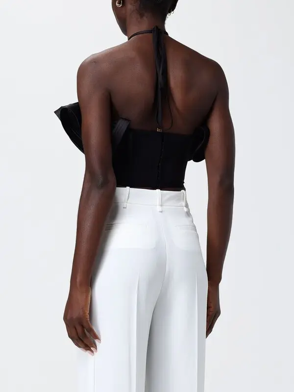 Elisabetta Franchi Off-the-shoulder Ruffled Crepe Top - Black