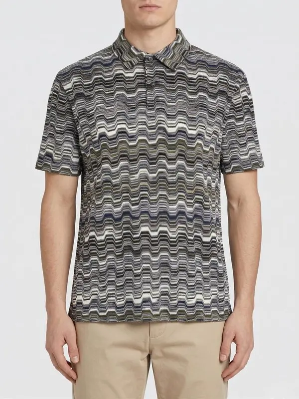 Missoni Striped Cotton Polo Shirt - Green