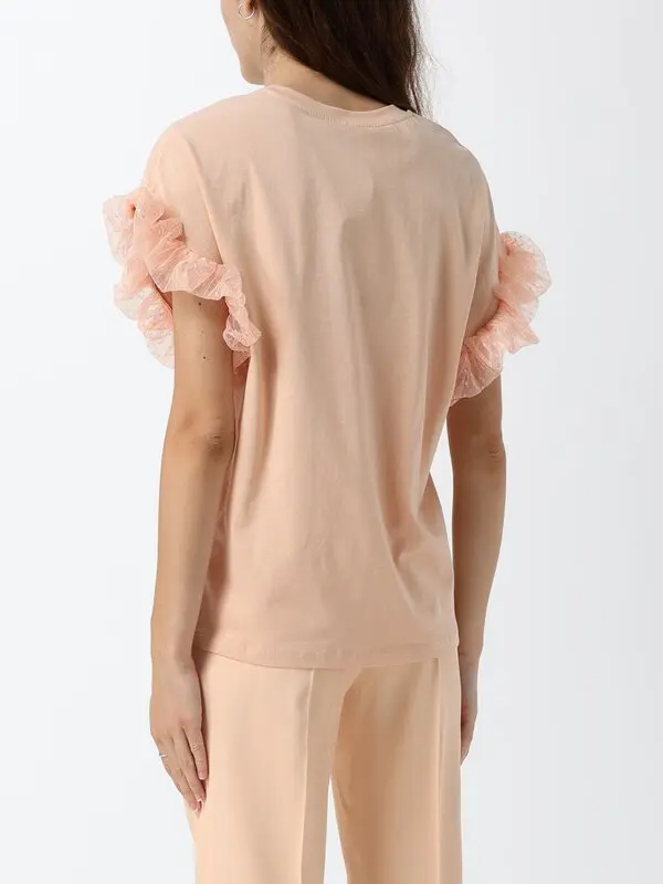 TWINSET Cotton T-shirt With Ruffle Sleeves - Pink