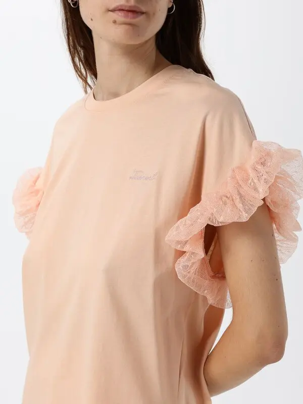 TWINSET Cotton T-shirt With Ruffle Sleeves - Pink