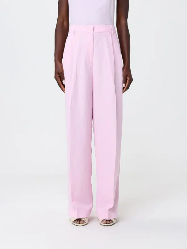 Fabiana Filippi Linen Blend Wide Leg Trousers - Pink