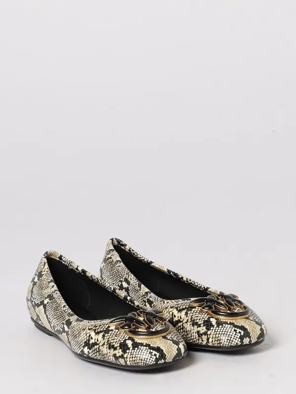 Pinko Love Birds Python Print Leather Ballerinas