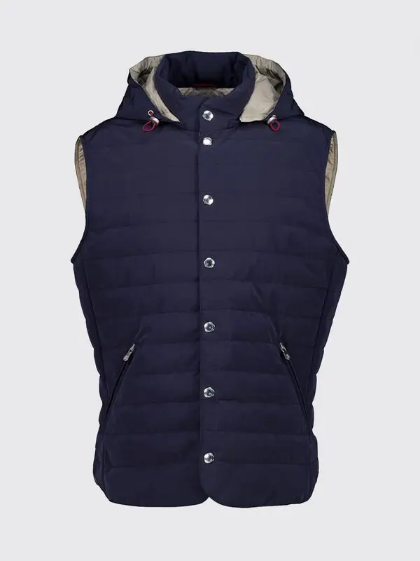Brunello Cucinelli Puffer Vest With Hood - Blue