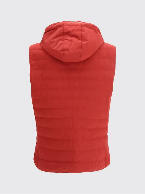 Brunello Cucinelli Puffer Vest With Hood - Red