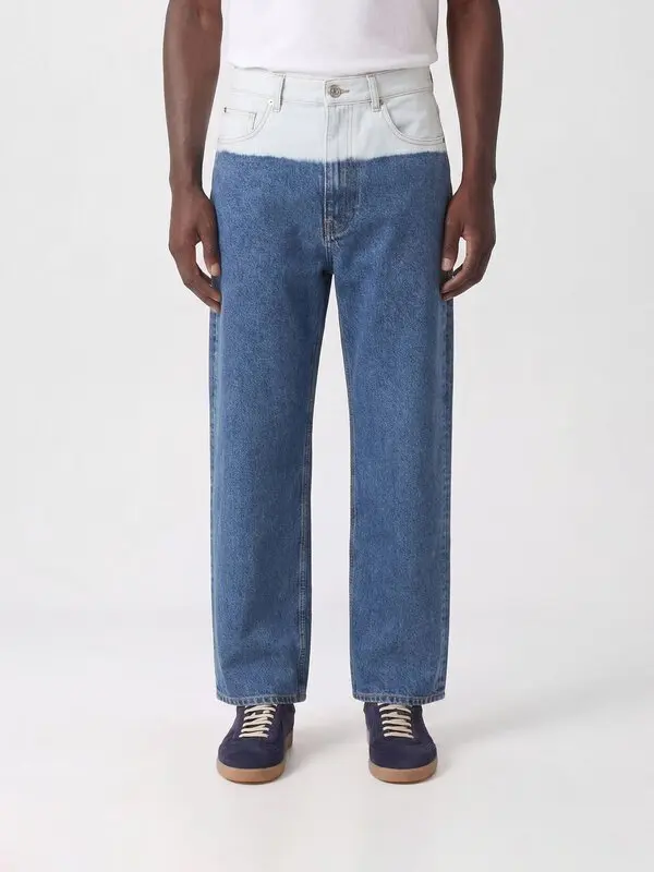 Marni Wide Leg Cotton Jeans With Abstract Pattern - Denim