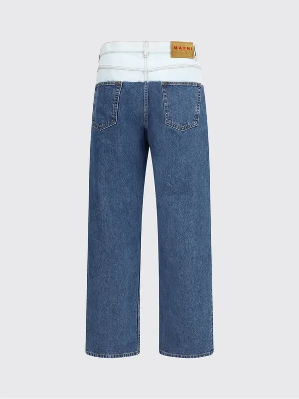 Marni Wide Leg Cotton Jeans With Abstract Pattern - Denim