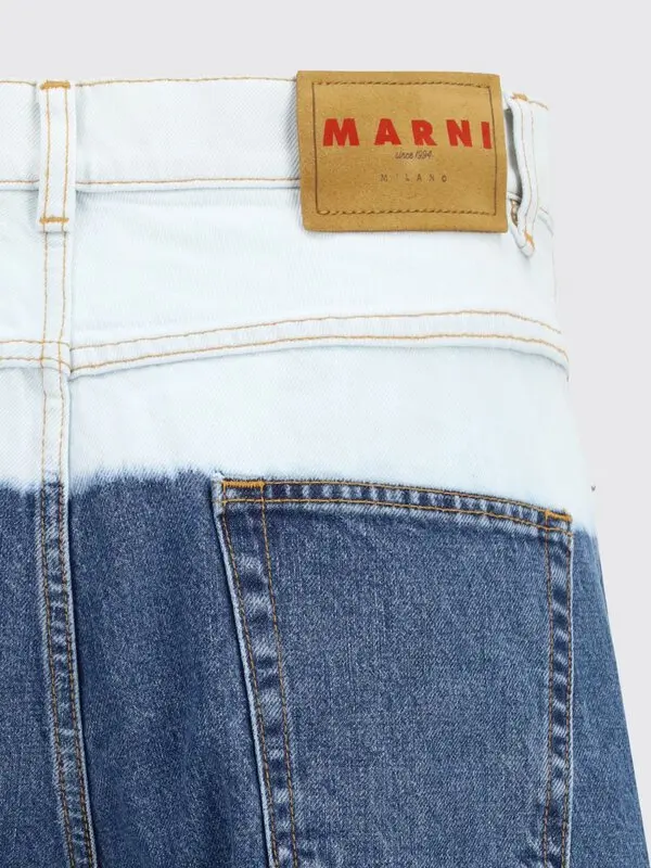 Marni Wide Leg Cotton Jeans With Abstract Pattern - Denim