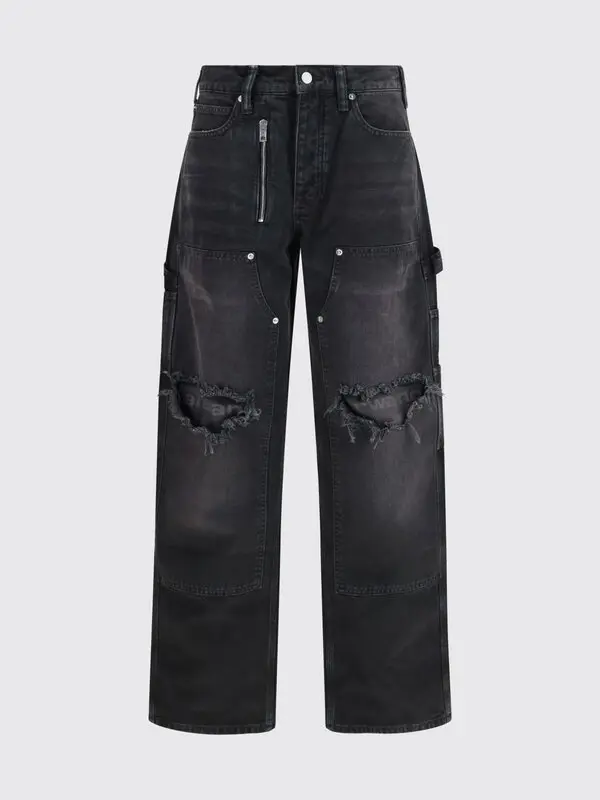 Alexander Wang Distressed Denim Wide Leg Jeans - Black
