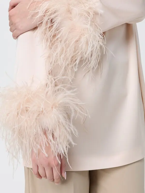 TWINSET Crêpe Blouse With Feather Embellishments - Beige