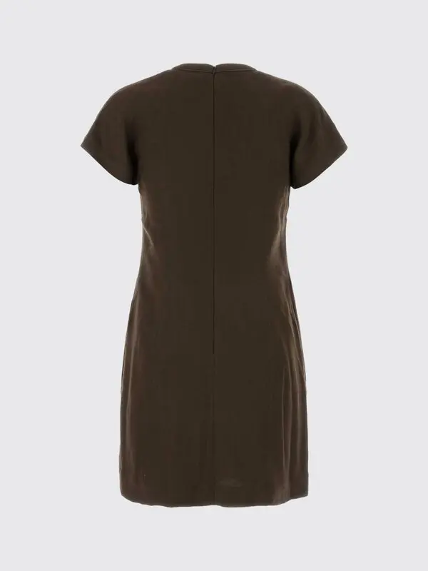 Brunello Cucinelli Viscose And Linen Sheath Mini Dress With Monili Embellishment - Brown