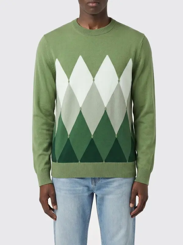 BALLANTYNE Diamond Pattern Cotton And Cashmere Knit Jumper - Green
