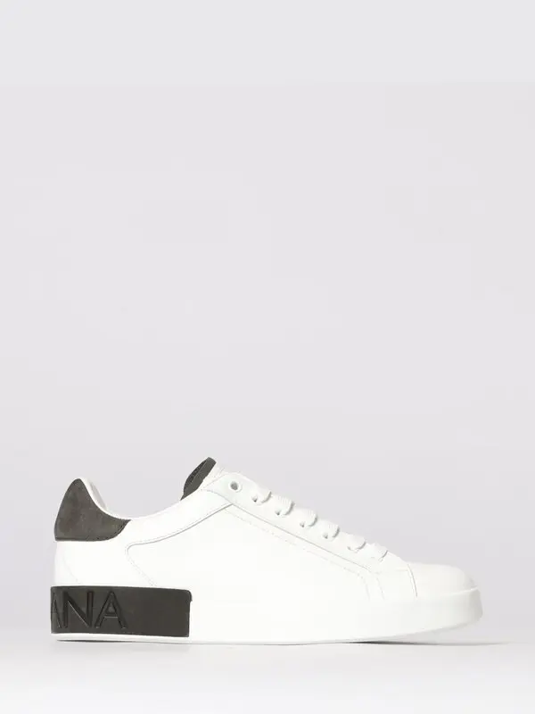 Dolce & Gabbana Portofino Leather Sneakers - White