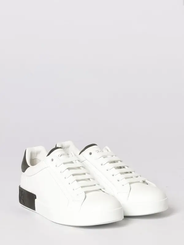 Dolce & Gabbana Portofino Leather Sneakers - White
